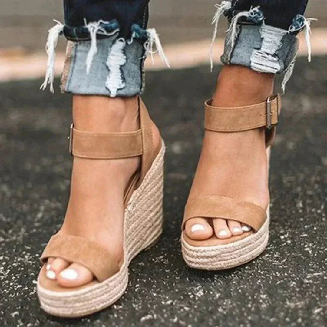 Waylynn Aubrey Espadrilles Compensées À Bout Ouvert – Amawinc